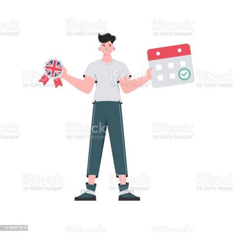 남자 선생님은 영어를 배울 때가되었음을 보여줍니다 영어 학습의 개념 격리 트렌디 한 평면 스타일 벡터 일러스트레이션 감정에 대한 스톡 벡터 아트 및 기타 이미지 Istock