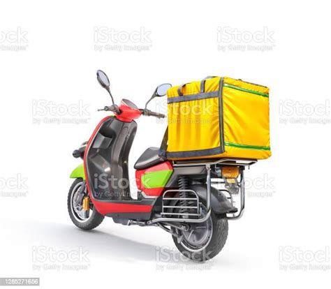 배달 개념 전자 오토바이로 집에 고객에게 비접촉식 음식을 배달하기위한 열 배낭 온라인 주문 식품 3d 일러스트레이션 배달에 대한 스톡 사진 및 기타 이미지 Istock