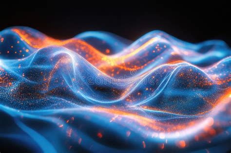 Waves Of Light And Energy Create A Dynamic Visual Display In Dark Surroundings Stock