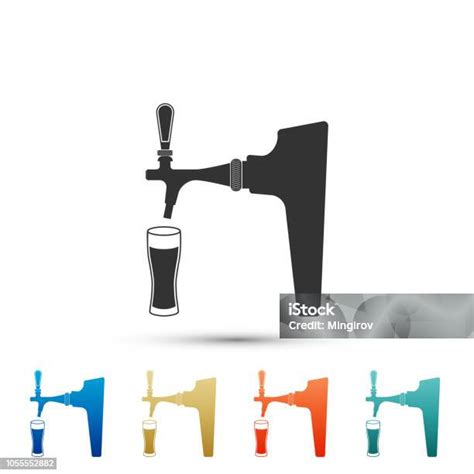 맥주 유리 아이콘 흰색 배경에 고립으로 누릅니다 컬러 아이콘에 요소를 설정 합니다 평면 디자인입니다 벡터 일러스트 레이 션 따르기에 대한 스톡 벡터 아트 및 기타 이미지