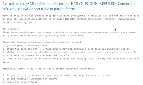 Sap Basis Made Easy Fail Nieconn Refused Connection Refused Nirawconnect Failed In Plugin