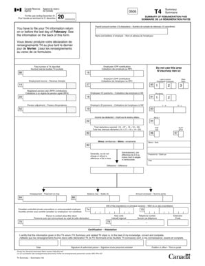 Cra T4 Summary Form Fill And Sign Printable Template Online