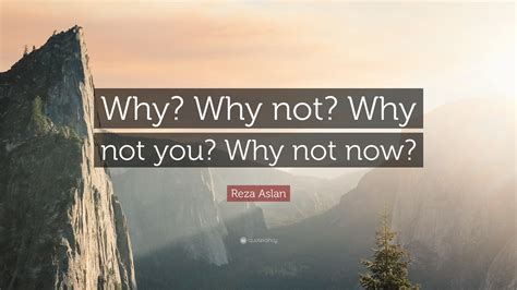 Reza Aslan Quote “why Why Not Why Not You Why Not Now”