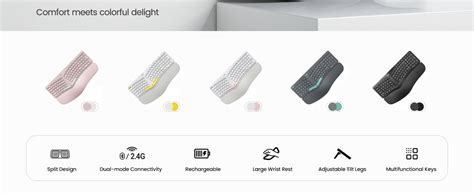 Nulea Wireless Ergonomic Keyboard Split Keyboard With Cushioned Wrist Rest