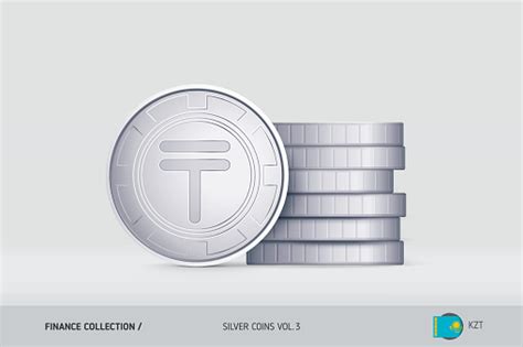 실버 동전입니다 현실적인 카자흐스탄 텡 게 동전 쌓아 동전의 근처에 서 웹사이트 웹 디자인 모바일 애플 리 케이 션 인포 그래픽에 대 한 금융 개념 0명에 대한 스톡 벡터