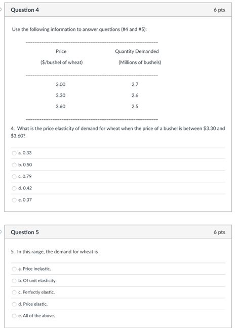 Solved Question Pts Use The Following Information To Chegg Com