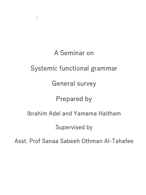 Systemic Functional Grammar Pdf Word Linguistics