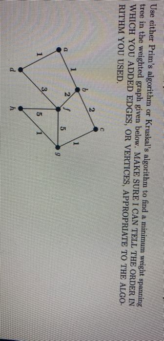 solved use either prim s algorithm or kruskal s algorithm to