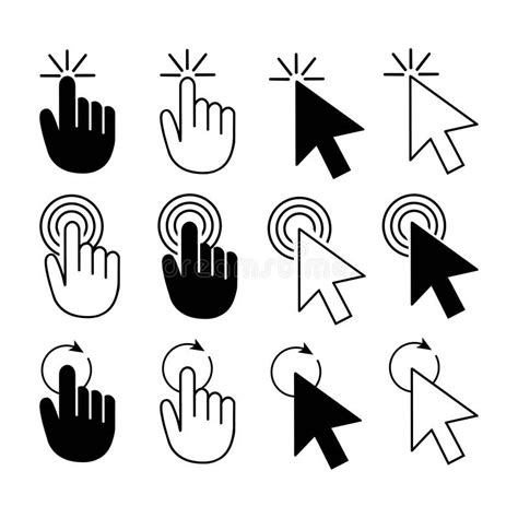 Set Of Computer Mouse Cursor Pointers Mouse Cursor Click Icons Pointer Cursor Arrow And Hand