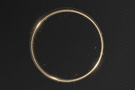 빛나는 빛의 소용돌이 불꽃 자국 빛나는 반사가 있는 마법의 황금 반지 네온에서 영감을 받은 원형 광선 미래 지향적인 속도 효과를 특징으로 하는 상세한 벡터 일러스트레이션