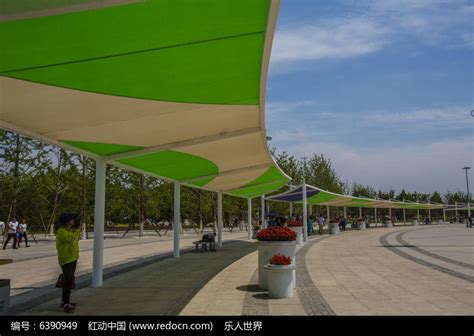 休闲广场及遮阴长廊高清图片下载 红动中国