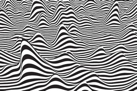Premium Vector Optical Illusion Art Abstract Boiling Wavy Stripe Flow Background Black And