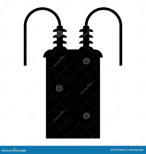 Transformator Hochspannung Transformator Energie Power Symbol Schwarze Farbe Vektor Bild Flach