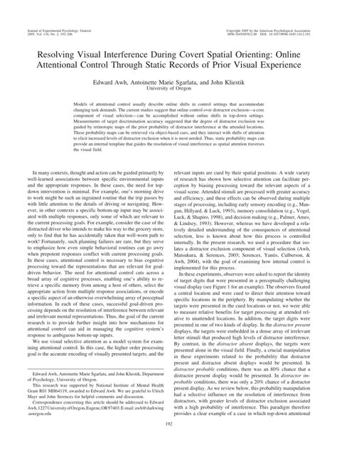 Pdf Resolving Visual Interference During Covert Spatial Orienting Online Attentional Control