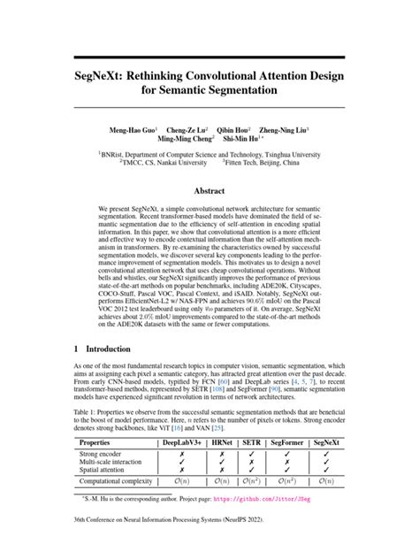 neurips 2022 segnext rethinking convolutional attention design for semantic segmentation paper