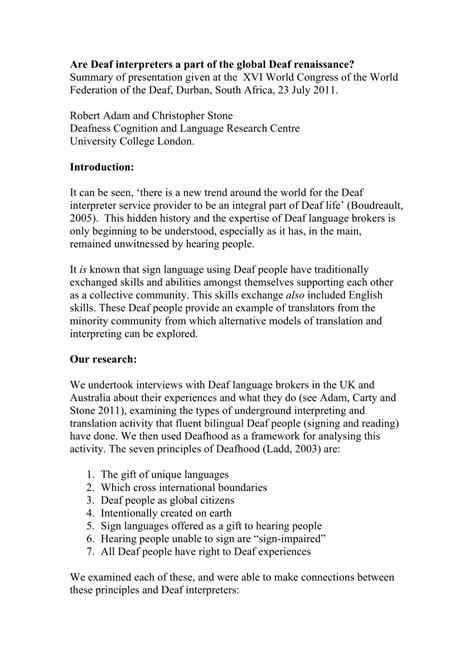 Pdf Are Deaf Interpreters Part Of A Global Deaf Renaissance