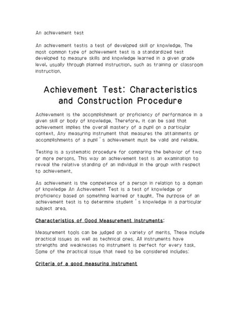 An Achievement Test Pdf Validity Statistics Psychological Testing