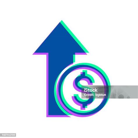 Dollar Increase Icon With Two Color Overlay On White Background Stock