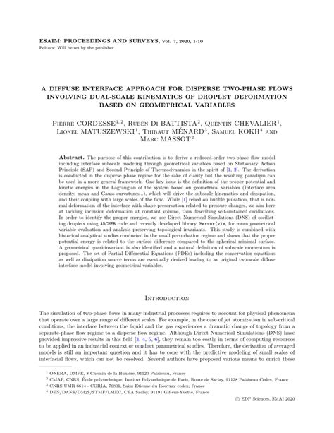 Pdf A Diffuse Interface Approach For Disperse Two Phase Flows