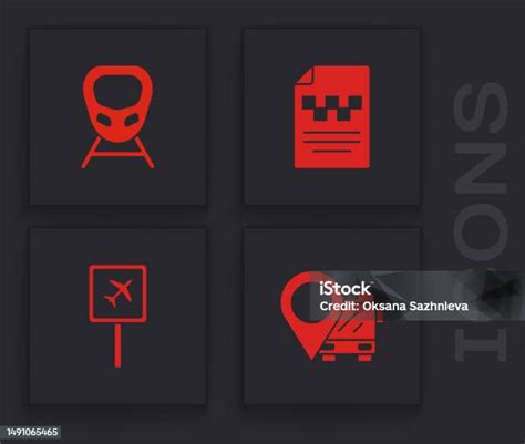 버스 고속 열차 택시 운전 면허증 및 공항 아이콘으로 위치를 설정합니다 벡터 검은색에 대한 스톡 벡터 아트 및 기타 이미지 검은색 교통수단 기관차 Istock