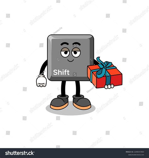 Keyboard Shift Key Mascot Illustration Giving Stock Vector Royalty