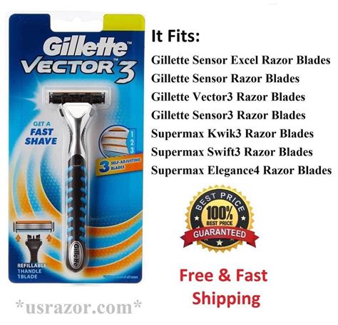 Gillette Vector 3 Razor Handle Fit Sensor Excel Men Women Blade Refill Cartridge
