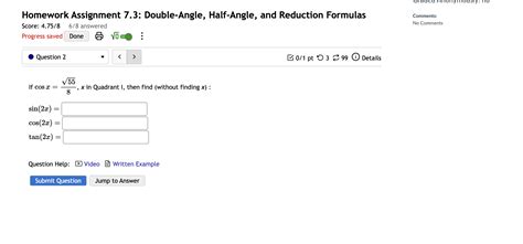 Solved Homework Assignment 7 3 Double Angle Half Angle Chegg Com