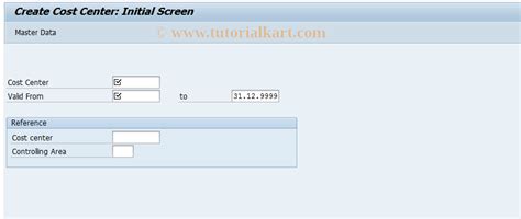 KS SAP Tcode Create Cost Center