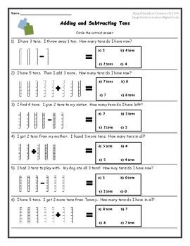 Adding And Subtracting Tens By King Education Creations TPT