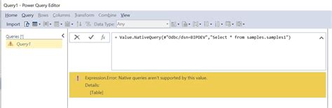 native query in analysis services with odbc microsoft qanda
