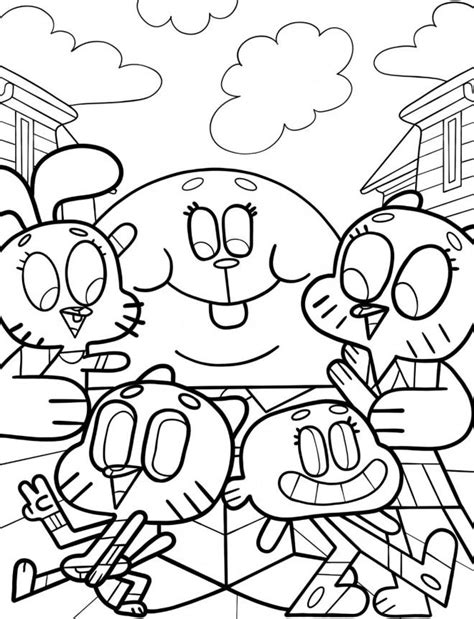 Coloriage Les Amis Richard Nicole Darwin Et Anaïs De Gumball