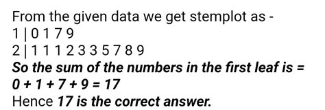 [solved] construct a stem and leaf plot stemplot using the data below