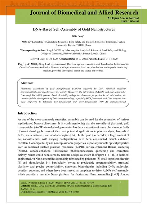 Pdf Dna Based Self Assembly Of Gold Nanostructures
