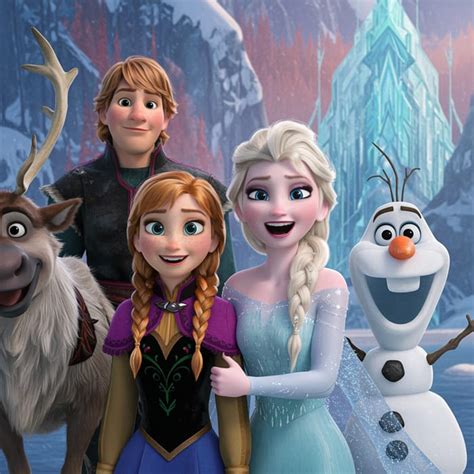 Frozen Characters Elsa And Anna Smiling Together Ai Art Generator