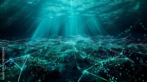 Underwater Communication Network Visualized With Light Beams Connecting