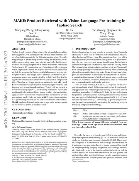 Make Vision Language Pre Training Based Product Retrieval In Taobao Search Deepai