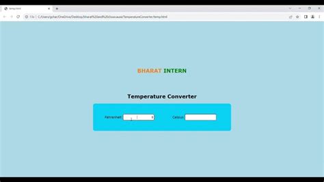 Charan G On Linkedin Html Css Internship Temperatureconverter
