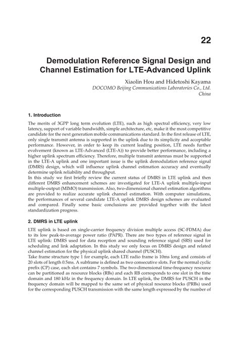 PDF Demodulation Reference Signal Design And Channel Estimation For LTE Advanced Uplink