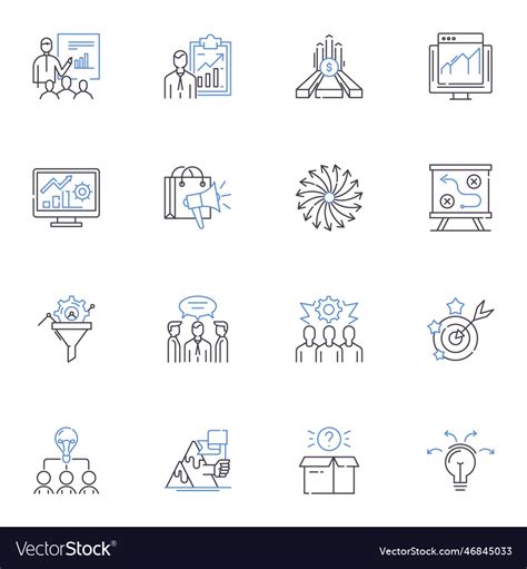Initiative Plotting Line Icons Collection Vector Image