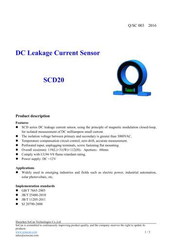 Closed Loop Current Sensor DC Leakage Current SCD Series Shenzhen Socan Technologies Co