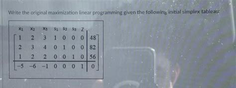 Solved Write The Original Maximization Linear Programming Chegg