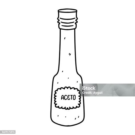 유리 병에 식초입니다 손으로 그린 낙서 스타일 흰색으로 분리된 벡터 그림입니다 색칠하기 페이지 0명에 대한 스톡 벡터 아트 및 기타 이미지 Istock