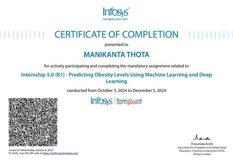 Manikanta Thota On Linkedin Machinelearning Deeplearning Internship Certification Ai