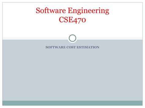 Software Cost Estimation Ppt