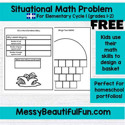 Messy Beautiful Fun Free Situational Math Problem For Cycle 1 Grades