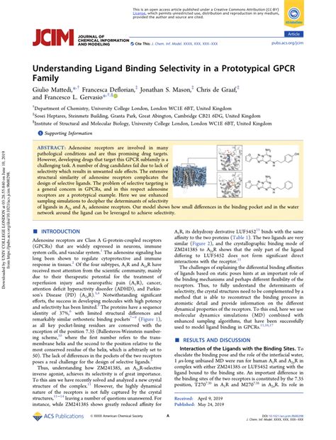 Pdf Understanding Ligand Binding Selectivity In A Prototypical Gpcr