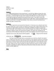 I Lab Report RD Docx Name October Phys I Lab Report Section The Guiding