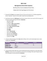 INFO Access Assignment Instructions INFO Management Information Systems Working With