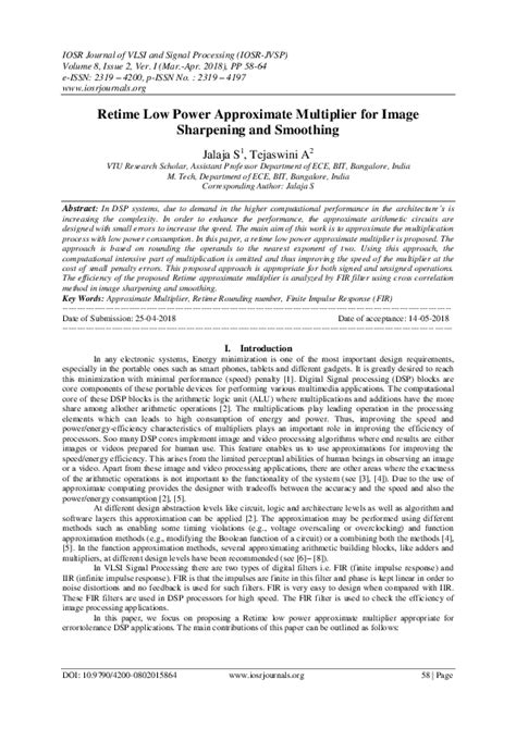 Pdf Retime Low Power Approximate Multiplier For Image Sharpening And Smoothing Iosr Journals