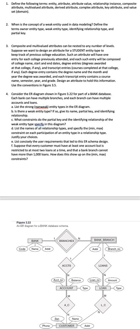 Solved 1 Define The Following Terms Entity Attribute